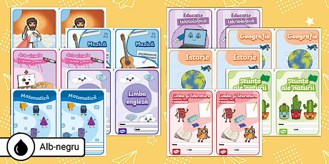 Coperți pentru caiete A5 destinate elevilor claselor primare