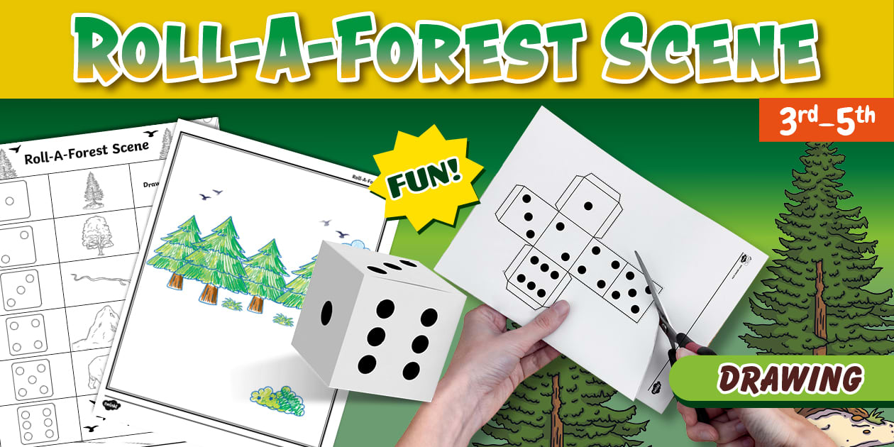 Roll-A-Forest Scene Art Worksheet for 3rd-5th Grade - Twinkl