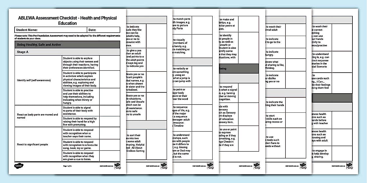 Pre-Foundation Assessment Checklist - Health and Physical Education ...