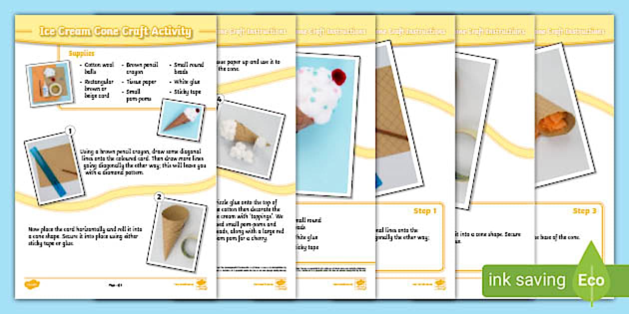 Ice Cream Cone Craft Instructions (teacher made) - Twinkl