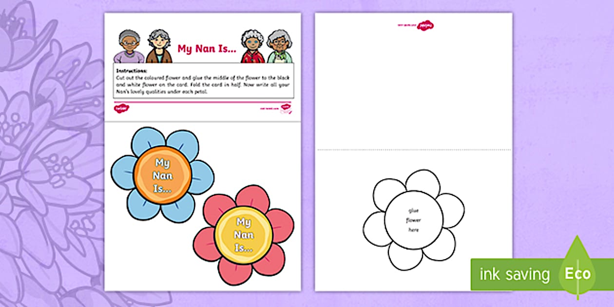 Mother's Day Card Template for Nan