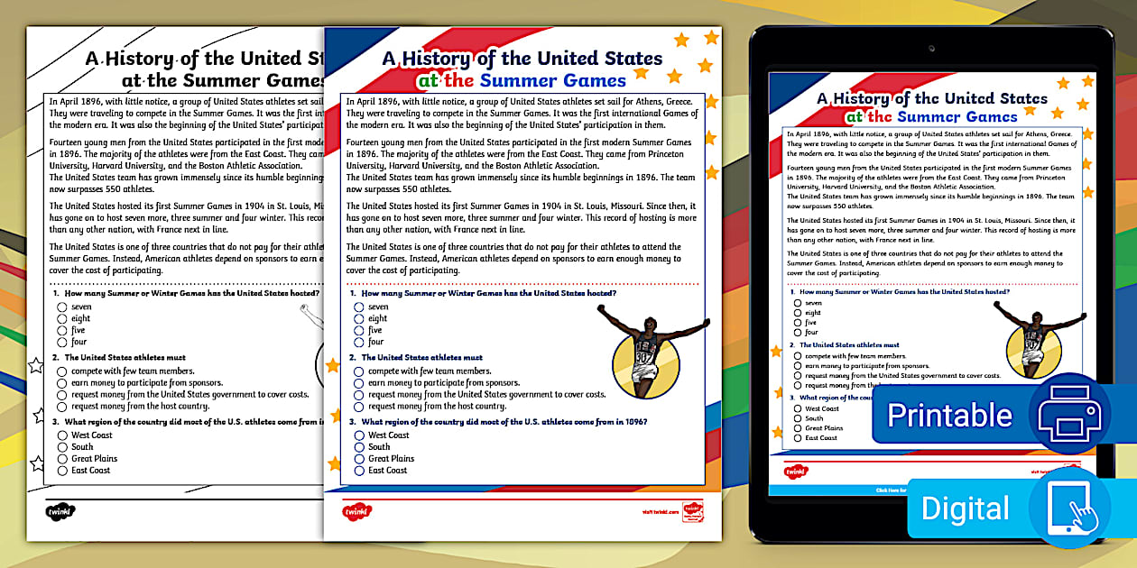 Sixth Grade History of the U.S. at the Summer Games Reading Comp