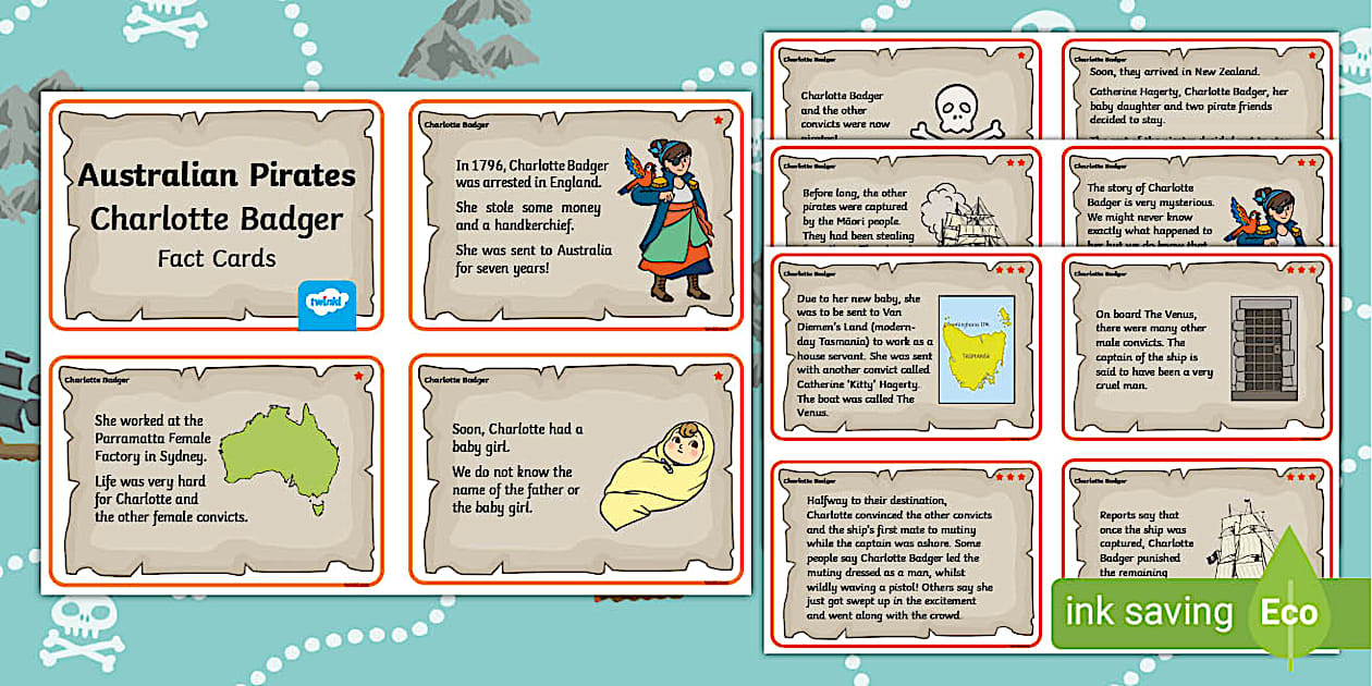 Australian Pirates - Charlotte Badger Differentiated Fact Cards