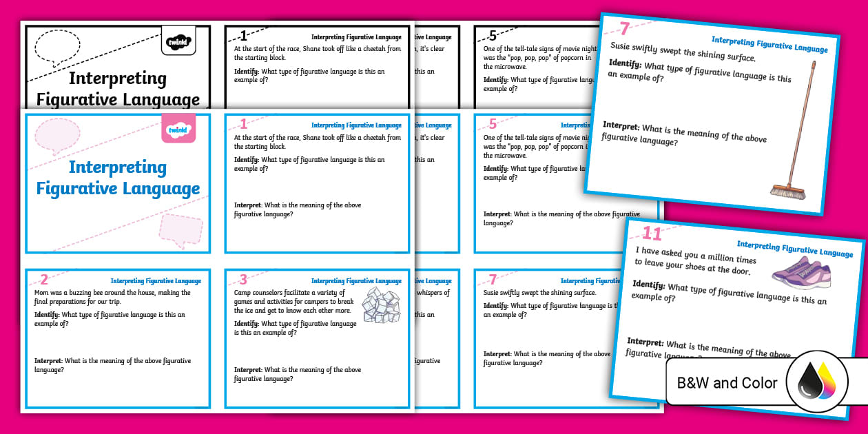 Interpreting Figurative Language Challenge Cards for 6th-8th