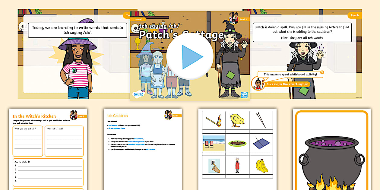 NZ Phonics: Level 5: Week 25: Lesson 3: 'tch' saying /ch/