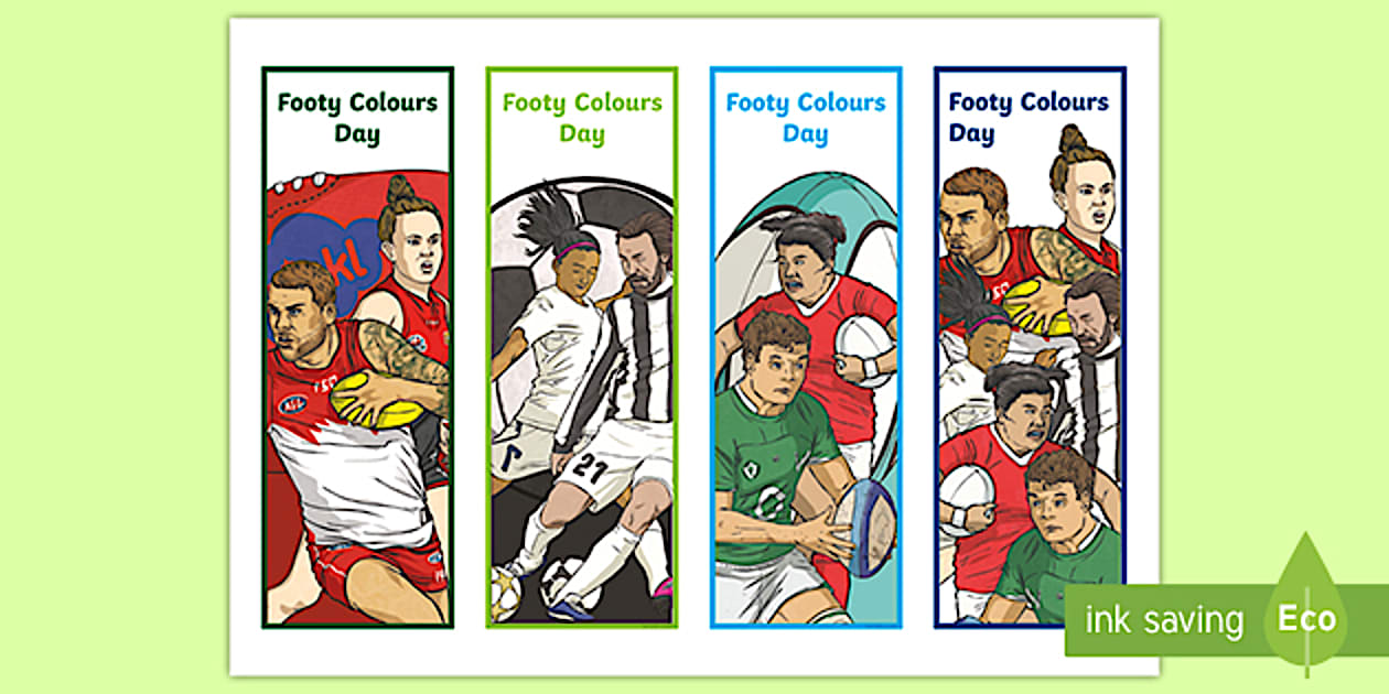 Footy Colours Day Editable Bookmarks (teacher made) - Twinkl