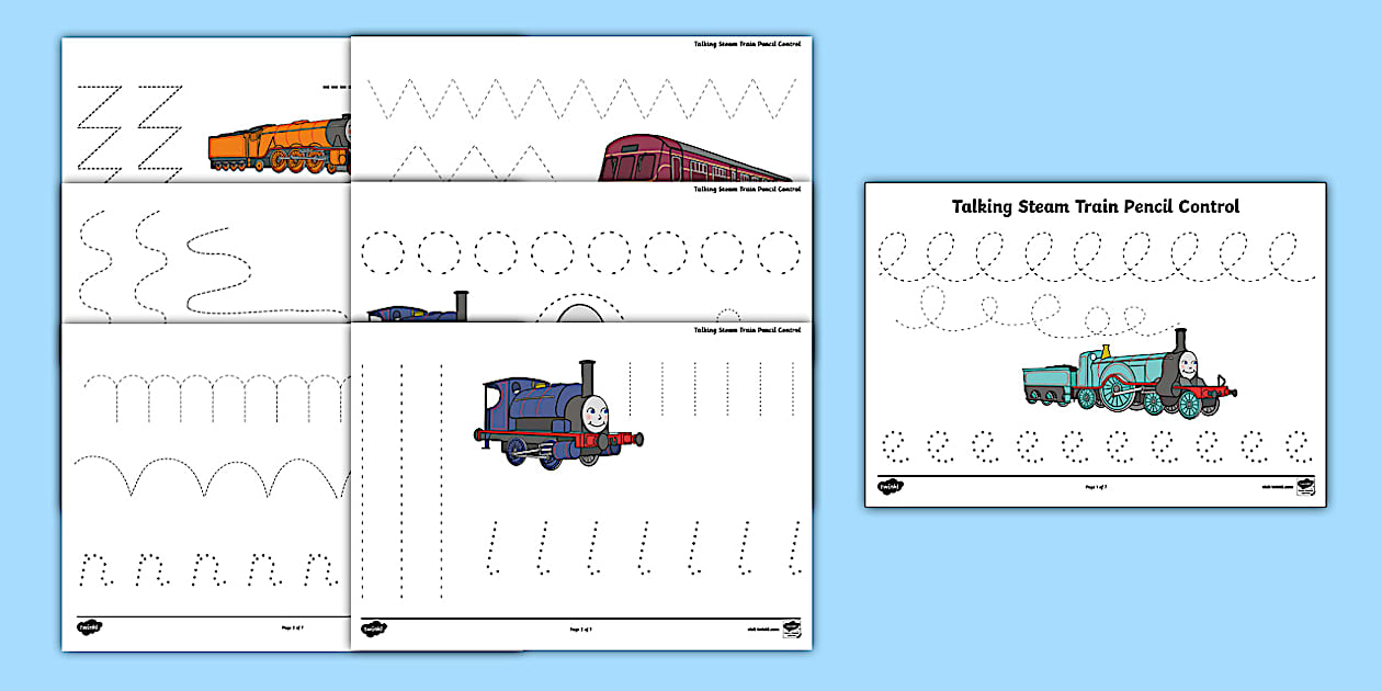 Talking Steam Train Themed Pencil Control Sheets - Twinkl
