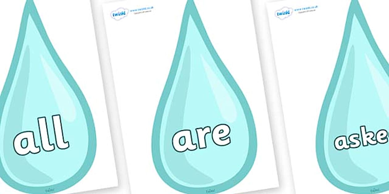 Tricky Words on Water Drops (teacher made) - Twinkl
