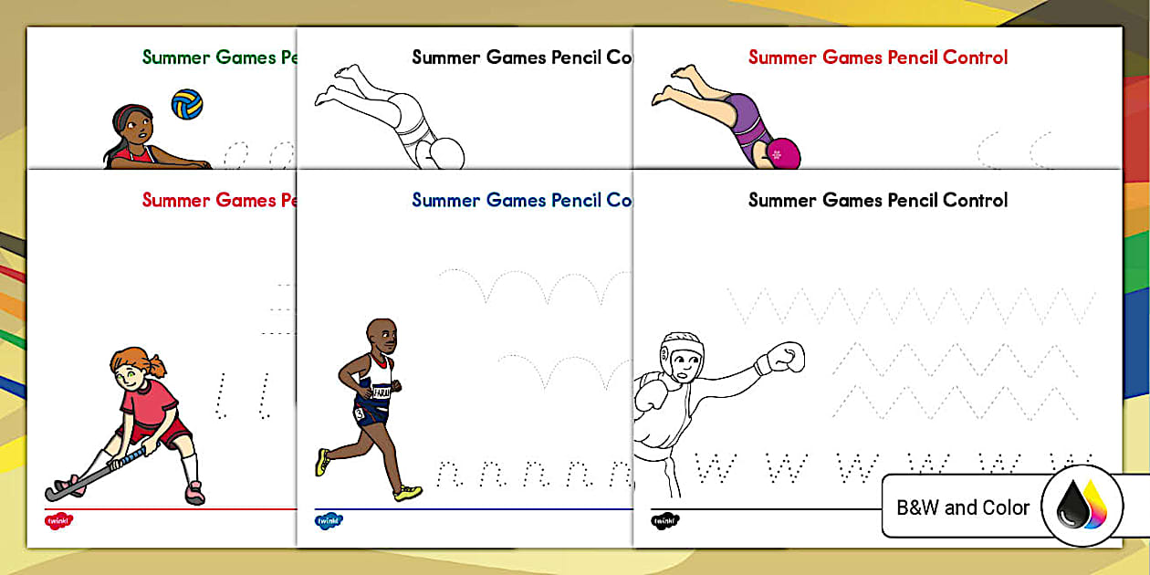 Olympics Pencil Control Worksheet Sheets | Twinkl USA