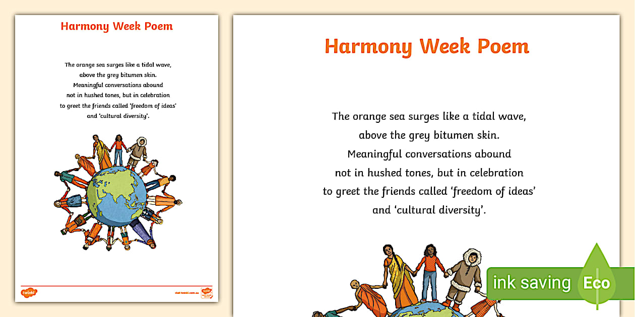 Harmony Week Poem (teacher made) - Twinkl