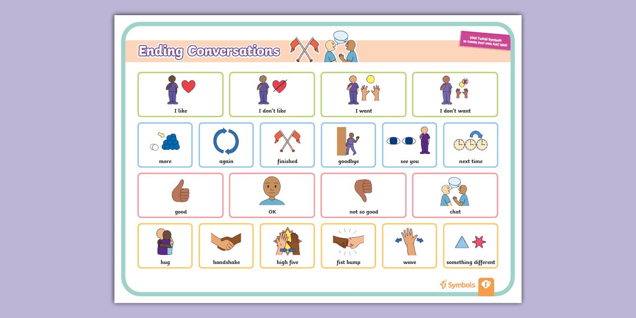 Twinkl Symbols: Ending Conversations Communication Mat