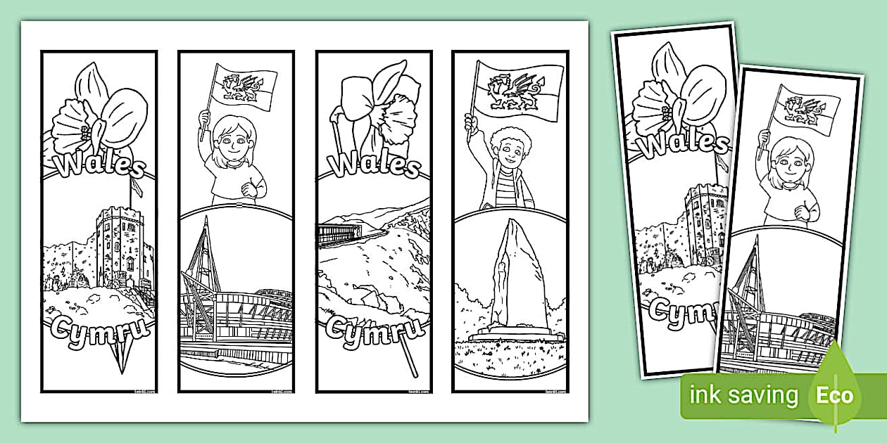 Wales Colouring Bookmarks