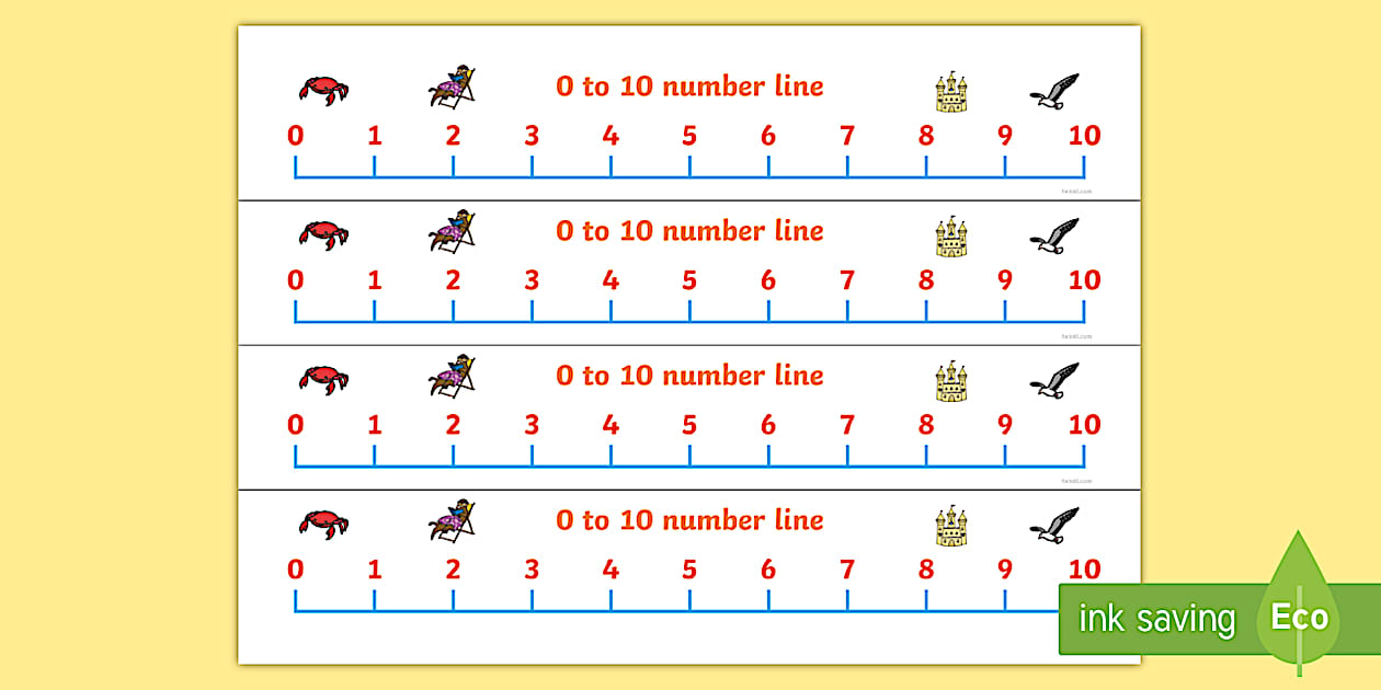 Seaside Number Line (0-10) (teacher made) - Twinkl
