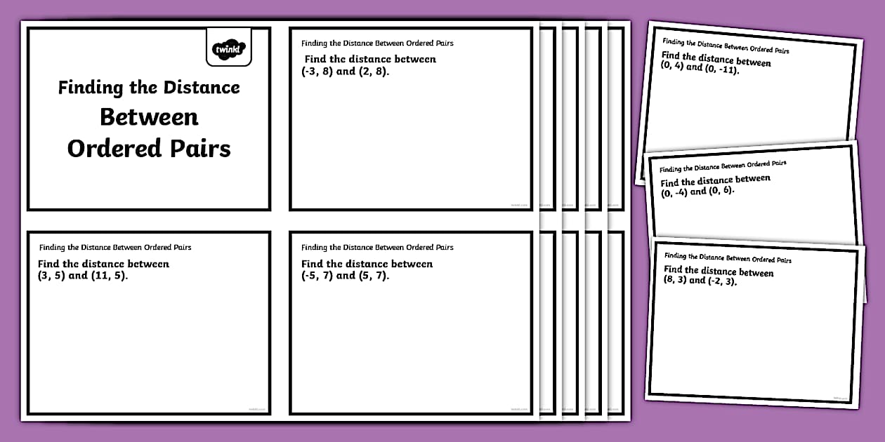 Sixth Gr Finding the Distance Between Ordered Pairs Cards