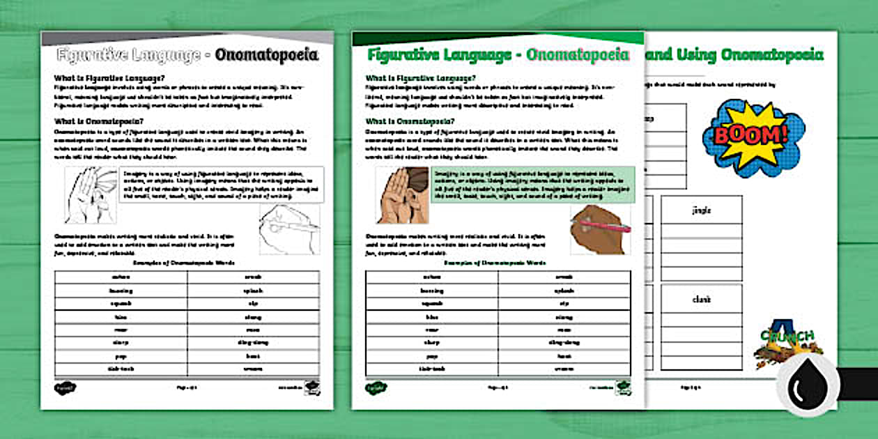 Onomatopoeia Worksheets – Sound Words and Activities