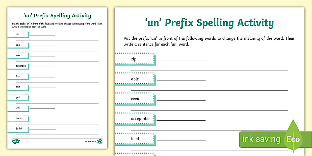 Prefix 'Un' Spelling Rules English Language PDF - Twinkl