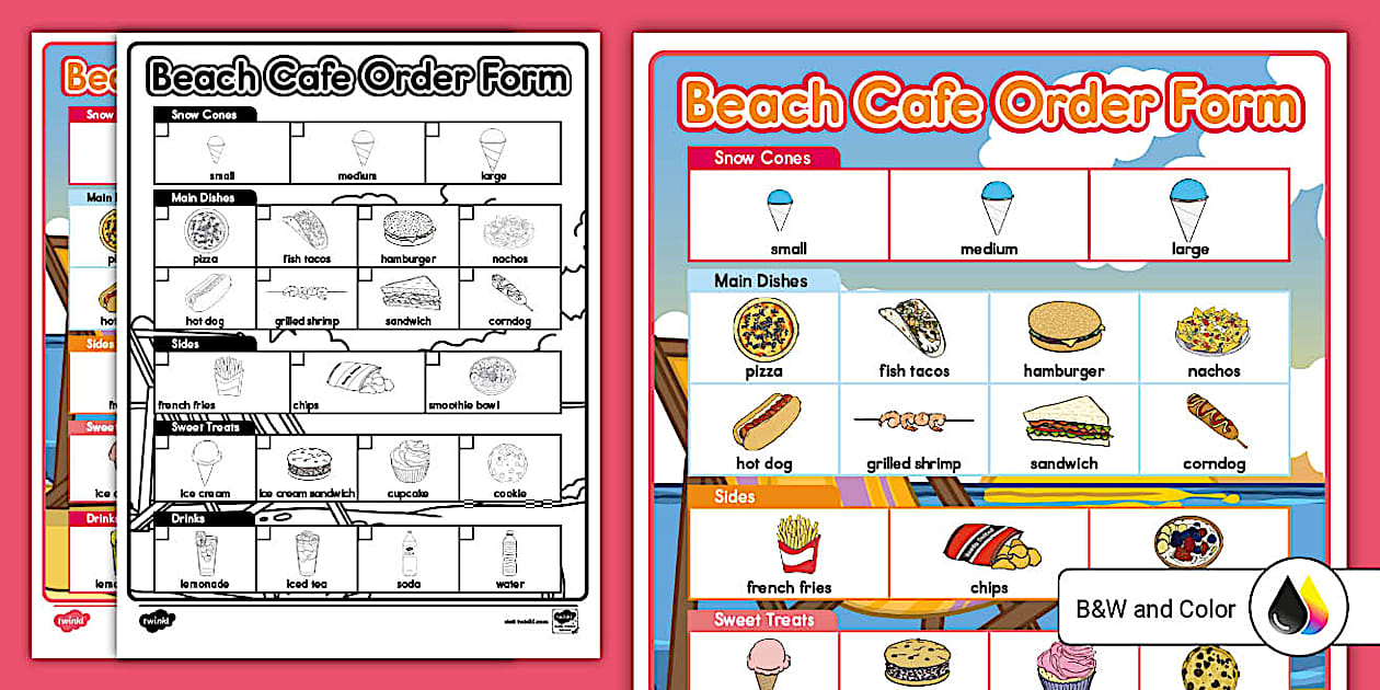 Beach Cafe Dramatic Play Order Form (teacher made) - Twinkl