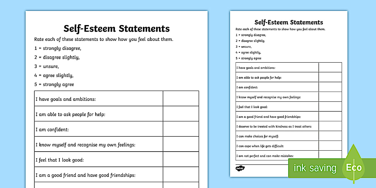 Self-Esteem Statements Young People & Families Case File Recording Planning