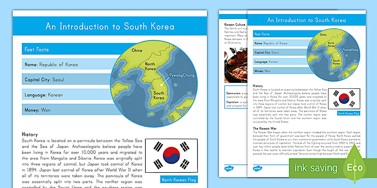 South Korea Fact File | Korean Culture Lesson Plan - Twinkl