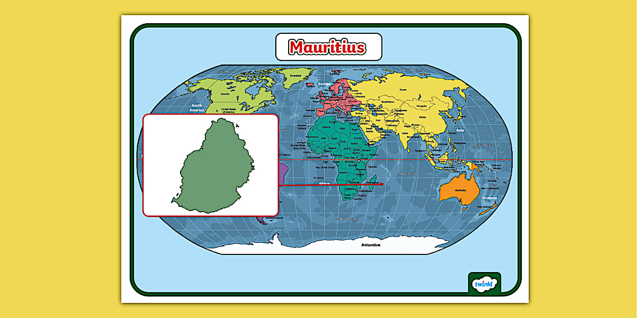 Map of Africa Mauritius Display Poster - Twinkl