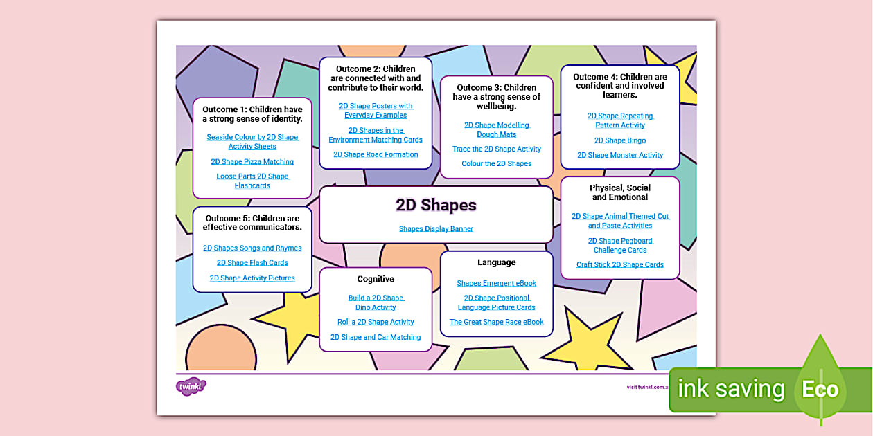2D Shapes Preschool Topic Planner | EYLF | Teacher-Made