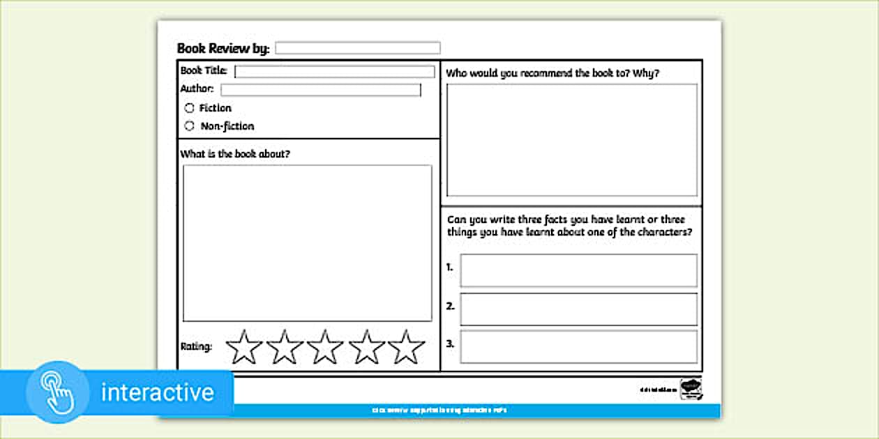 Interactive Book Report Template PDF - English - Twinkl
