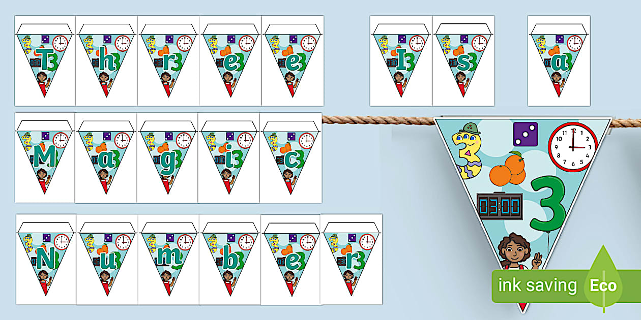 👉 Maths Week England: Three Is a Magic Number Display Bunting