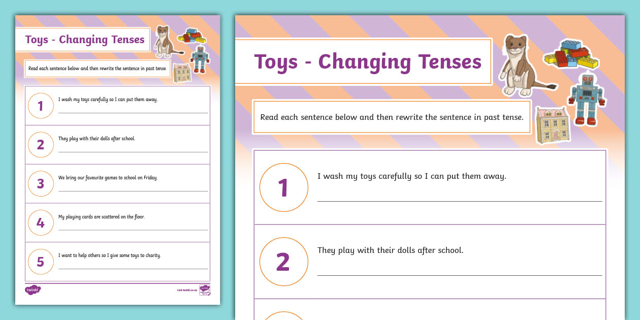 Toys Changing Tenses Worksheet (teacher made) - Twinkl