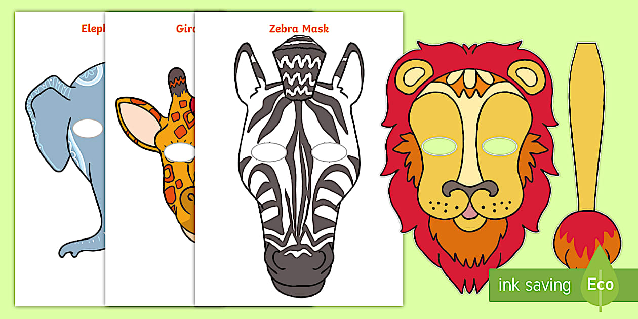 Black and White Tinga Tinga African Animals Role-Play Masks