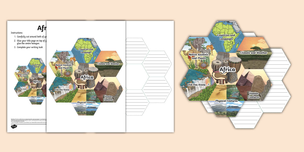 KS2 The Continent of Africa Hexagon Writing Template