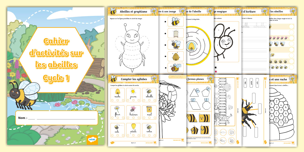 Cahier d'activités sur les abeilles pour maternelle