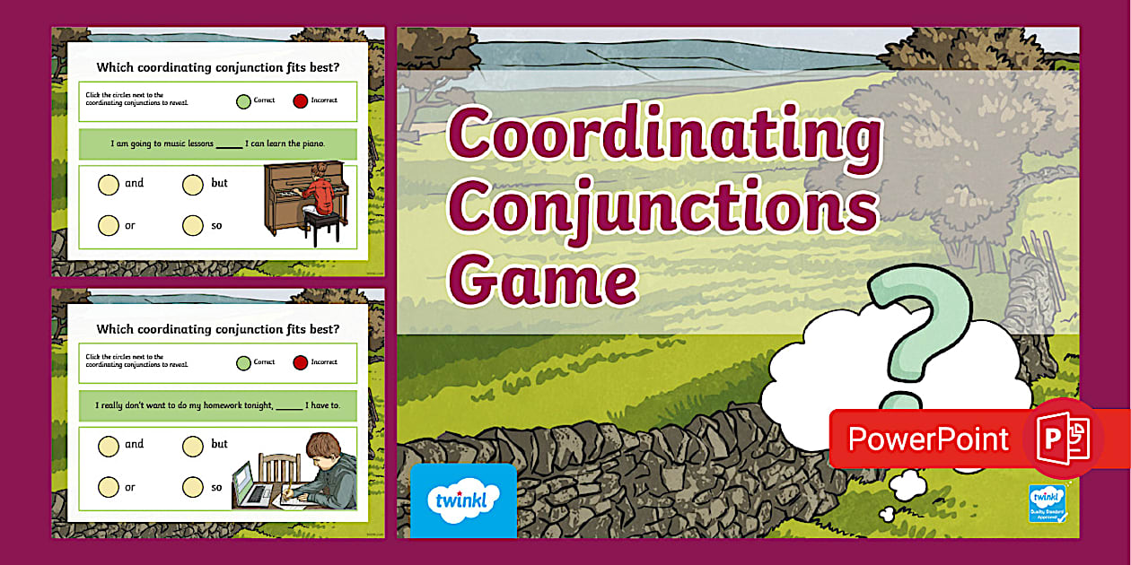 Coordinating Conjunctions PowerPoint Game for 3rd-5th Grade