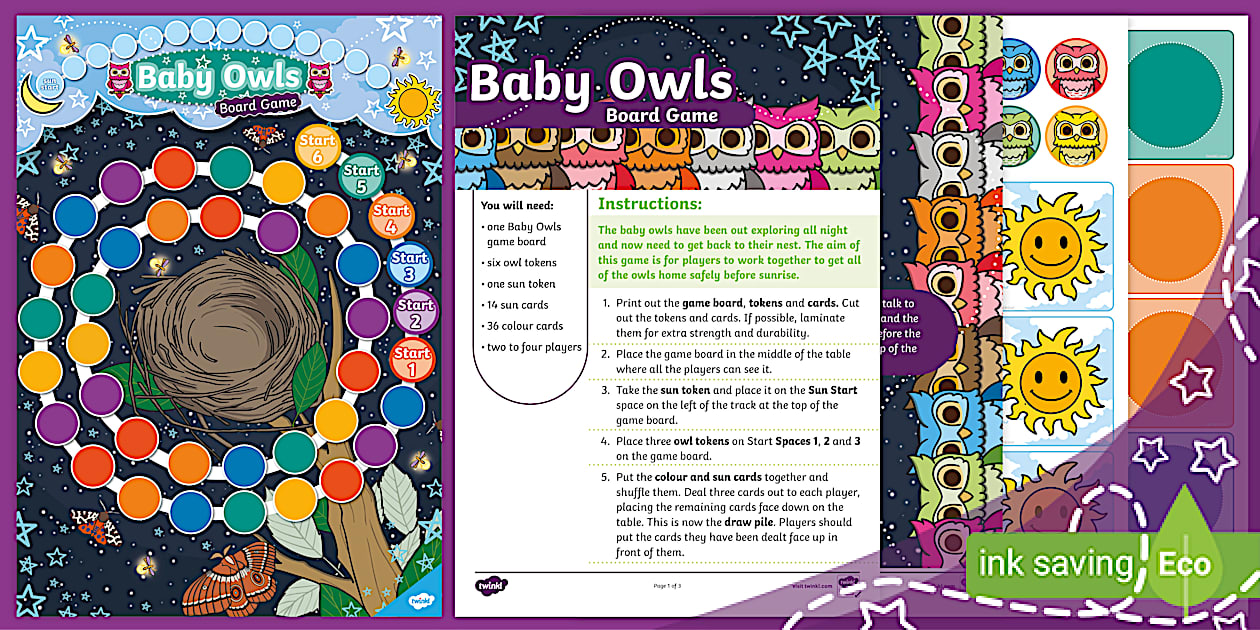 Baby Owls Board Game (teacher made) - Twinkl