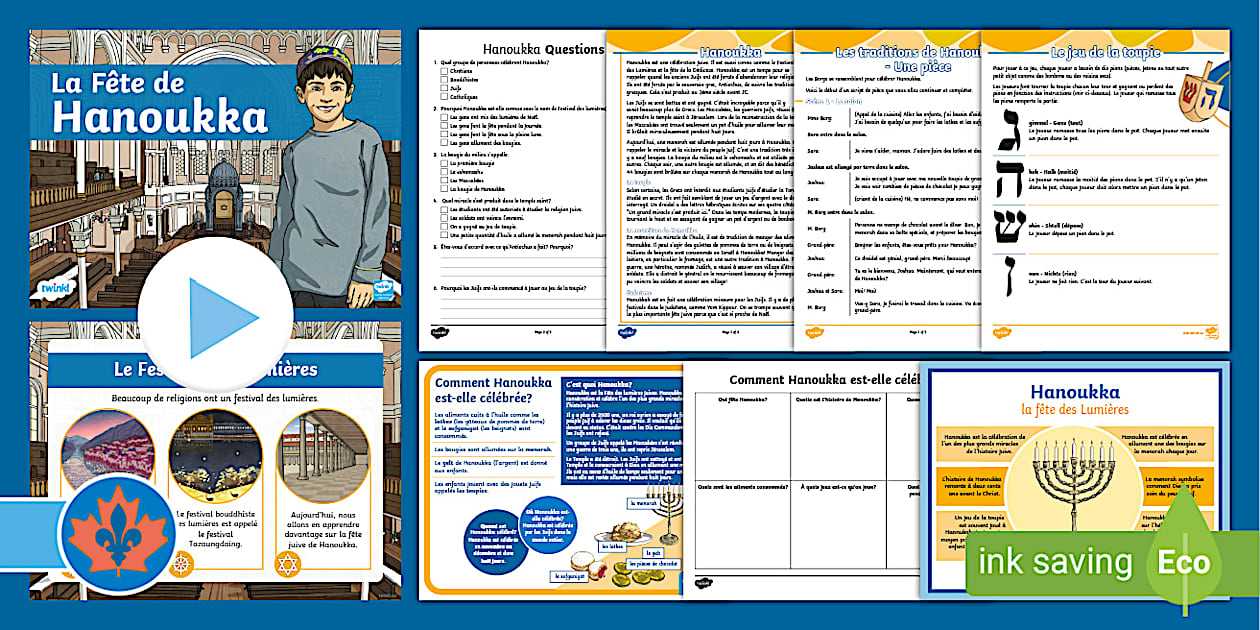 Hanukkah Intermediate Activity Pack French (Teacher-Made)