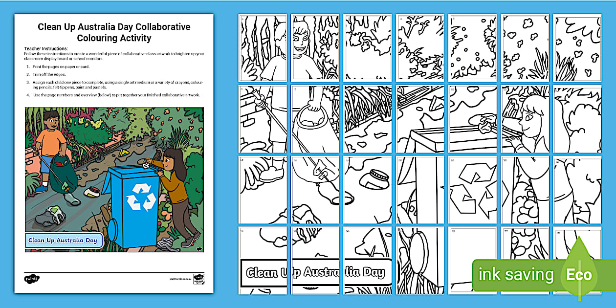 Clean Up Australia Day Collaborative Colouring Activity