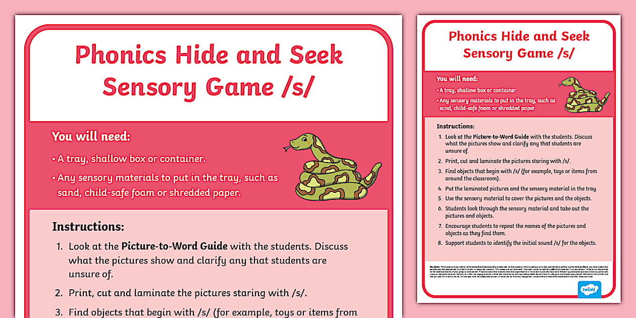 Phonics Hide and Seek Sensory Game /s/