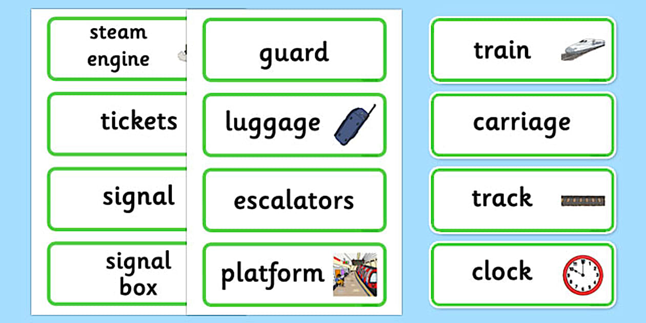 Train Station Vocabulary Labels - ESL Transport Resources