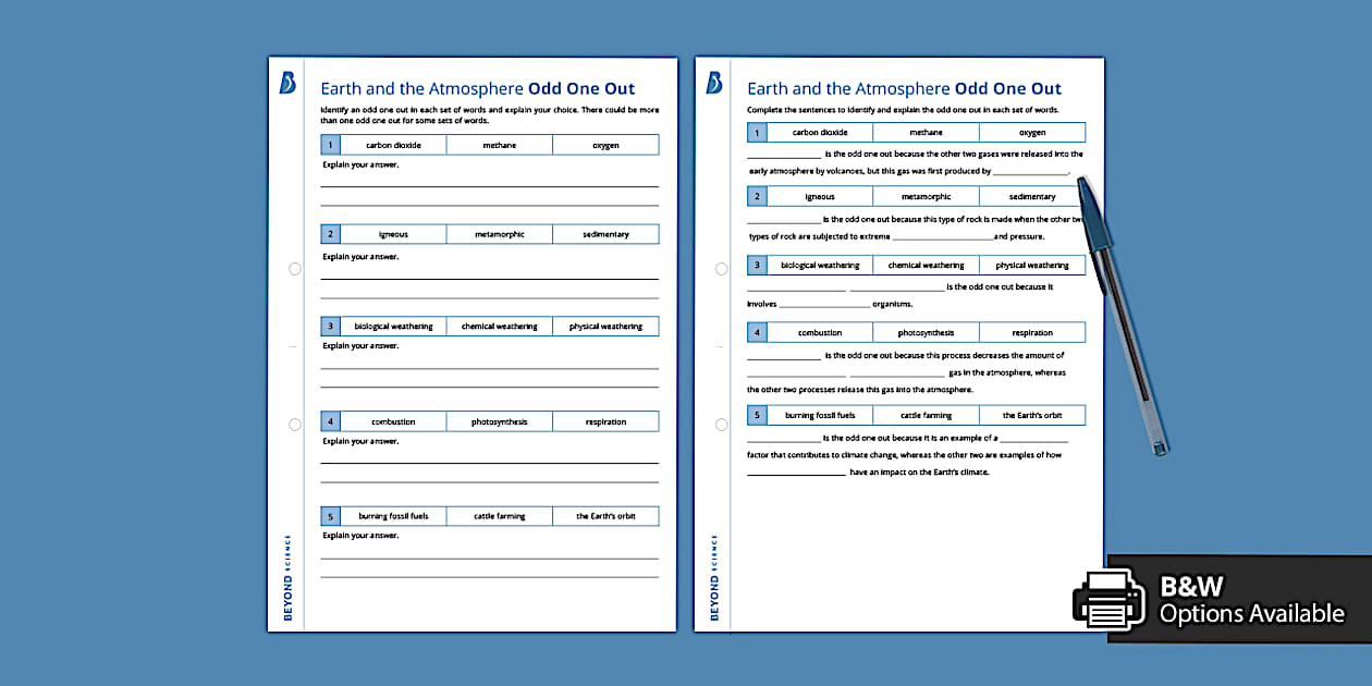 Earth and the Atmosphere Odd One Out | KS3 Chemistry