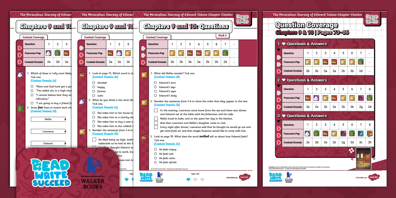 The Miraculous Journey of Edward Tulane Chapter Chatter Comprehension Pack: