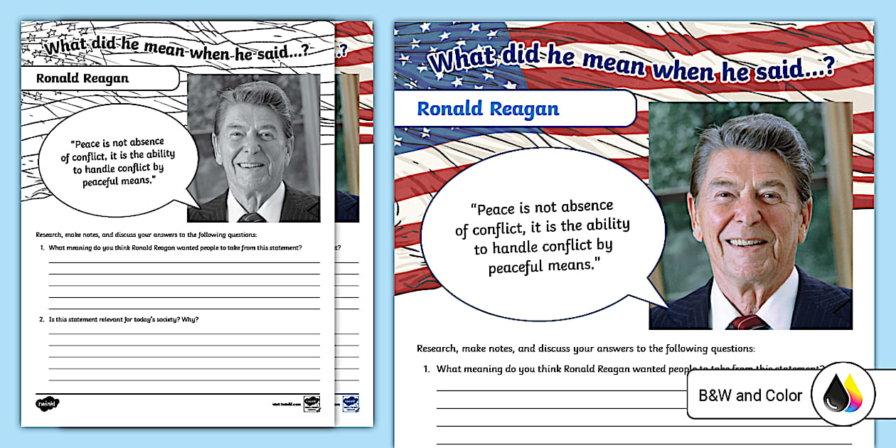 Ronald Reagan Quote Research & Discussion Activity | Twinkl