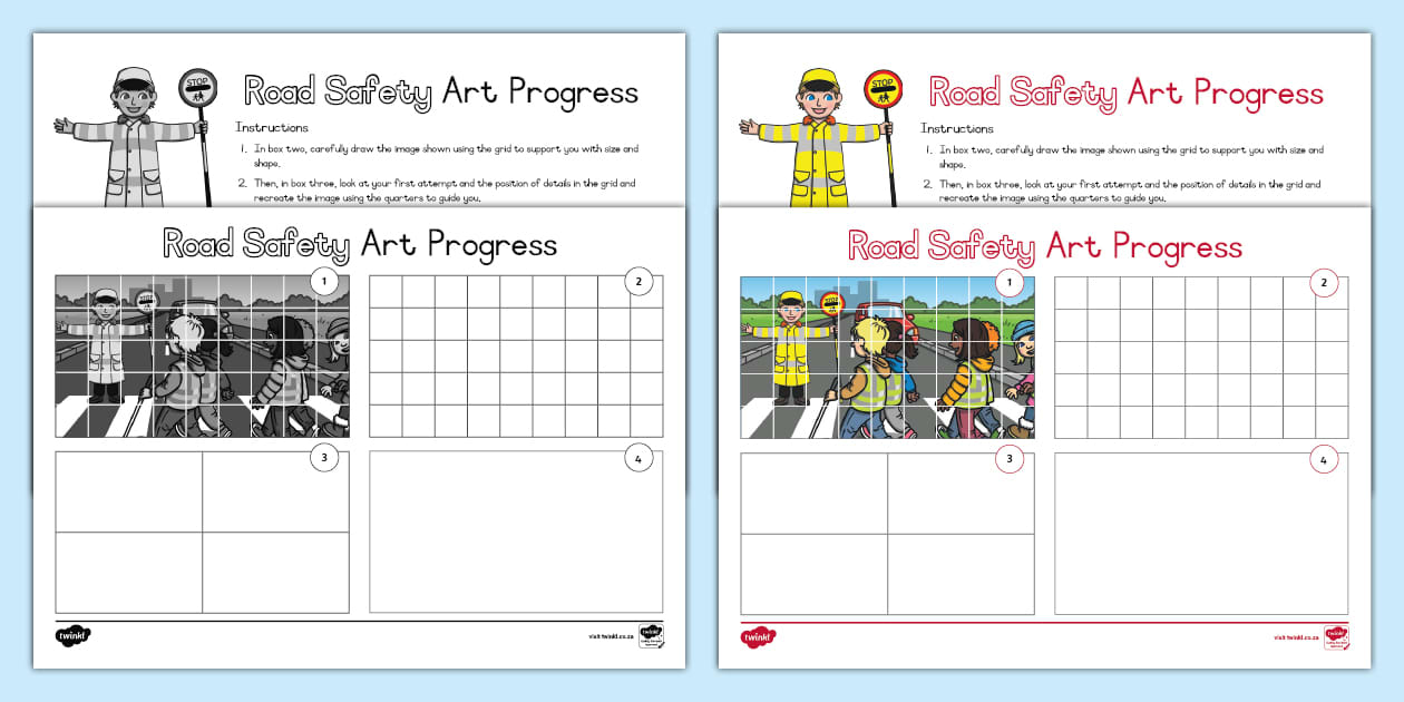 Road Safety Art Progress Template (teacher made) - Twinkl
