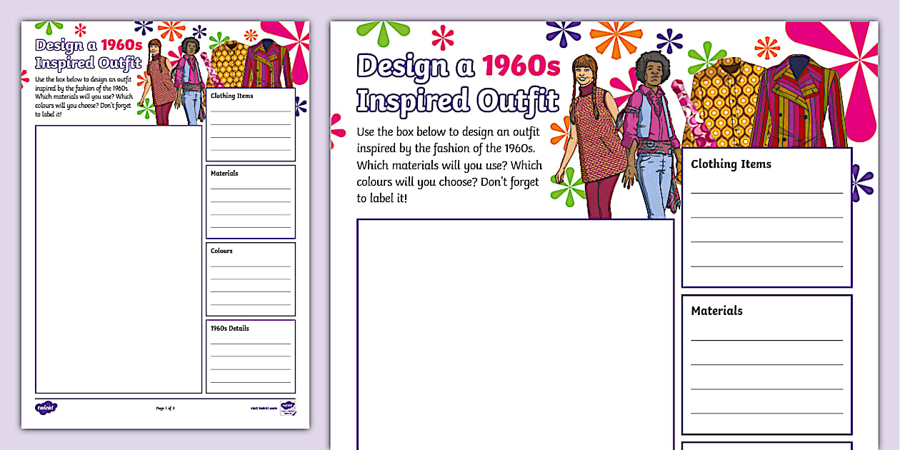 Design a 1960s Outfit Worksheet - Twinkl
