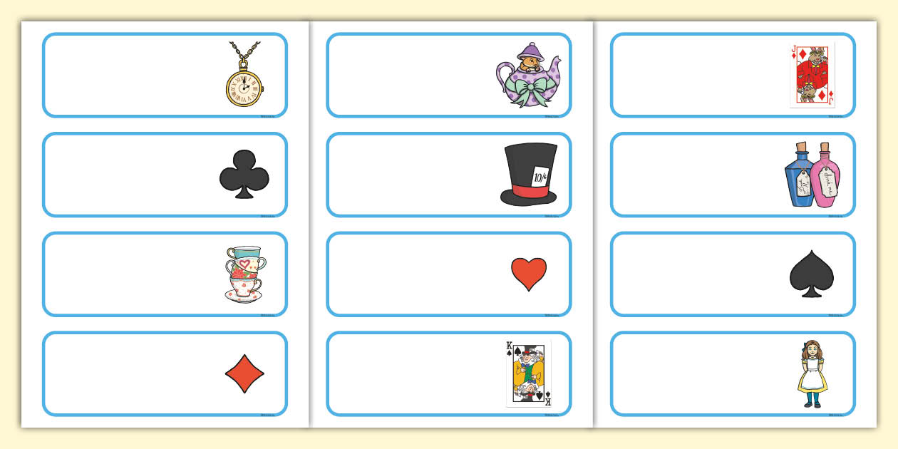 Alice in Wonderland Themed Name Labels - Alice in Wonderland Themed ...