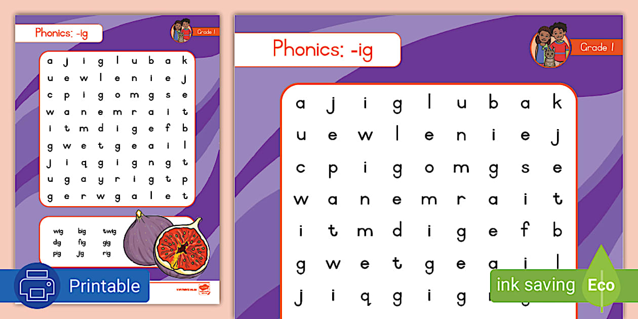 Grade 1 Phonics: -ig Wordsearch (teacher made) - Twinkl
