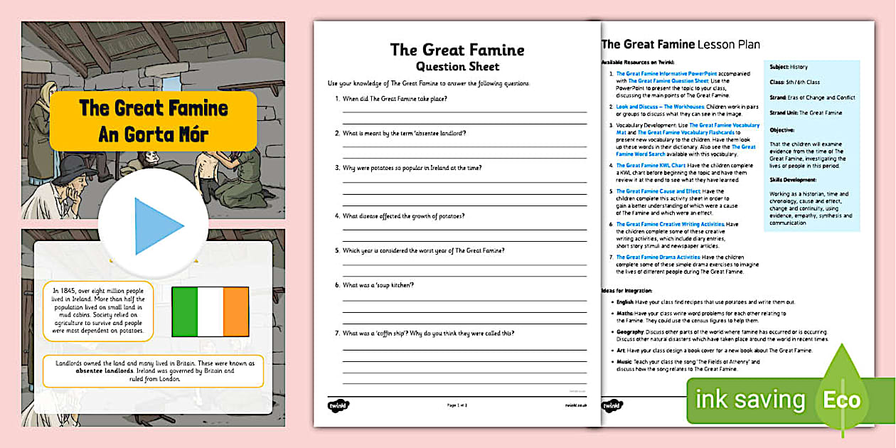 Great Famine Lesson Plans | Lesson Pack | History - Twinkl