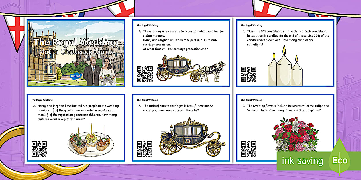 UKS2 Royal Wedding QR Maths Challenge Cards (teacher made)