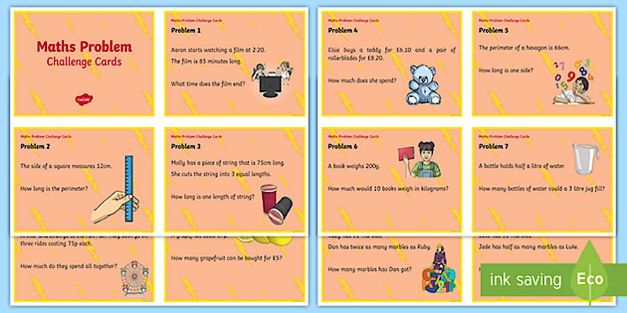 Maths Problems Challenge Cards | Maths Resources - Twinkl