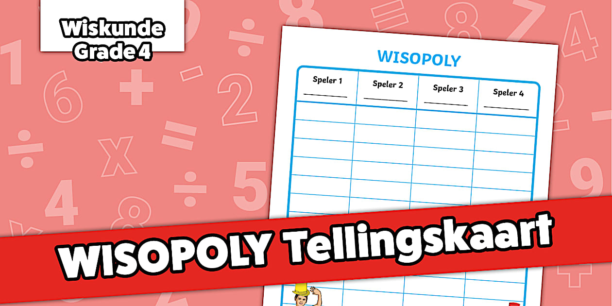 Graad 4 - Wiskunde - Kwartaal 1 - Tellingsblad (Werkkaart-Pak) (KABV Belyn)