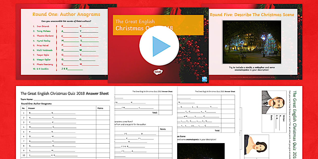 The Great English Christmas Quiz 2018 Activity Pack - Twinkl