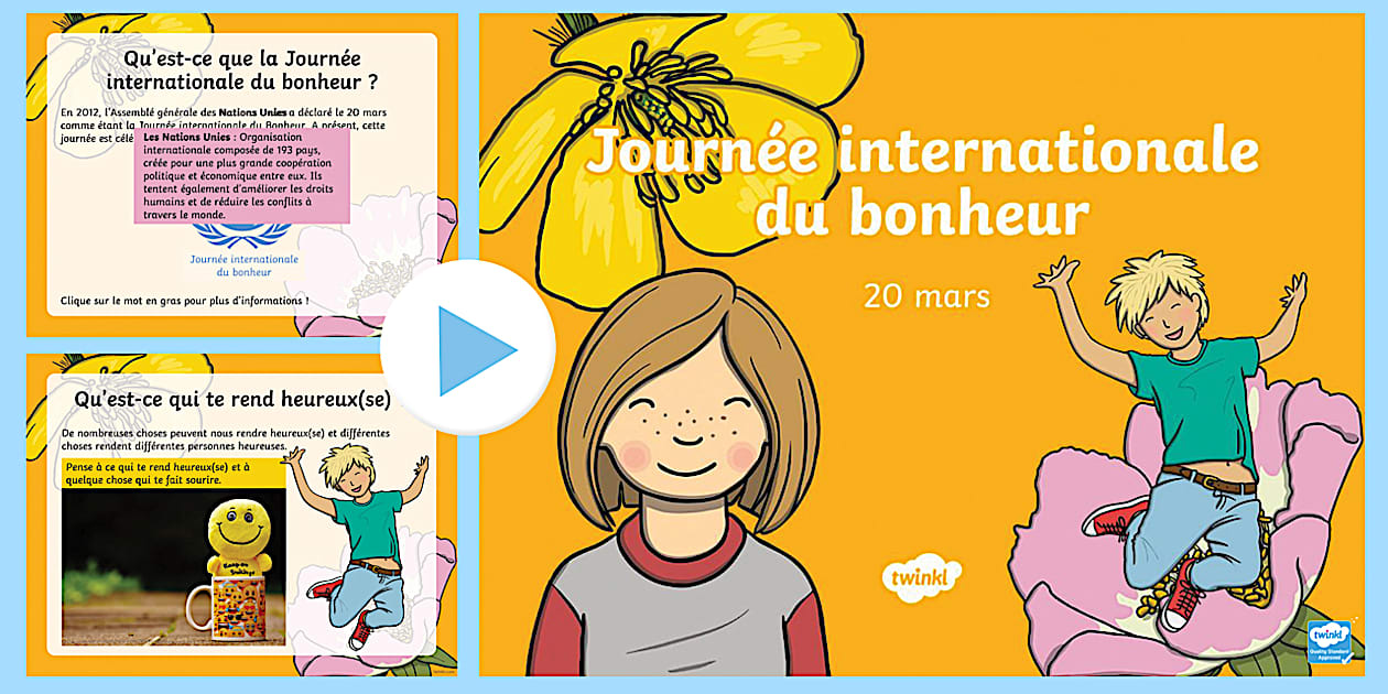 Powerpoint : Journée internationale du bonheur - Twinkl